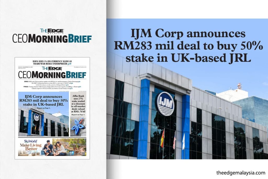 IJM Corp announces RM283m deal to buy 50% stake in UK-based JRL | KL Property Talk